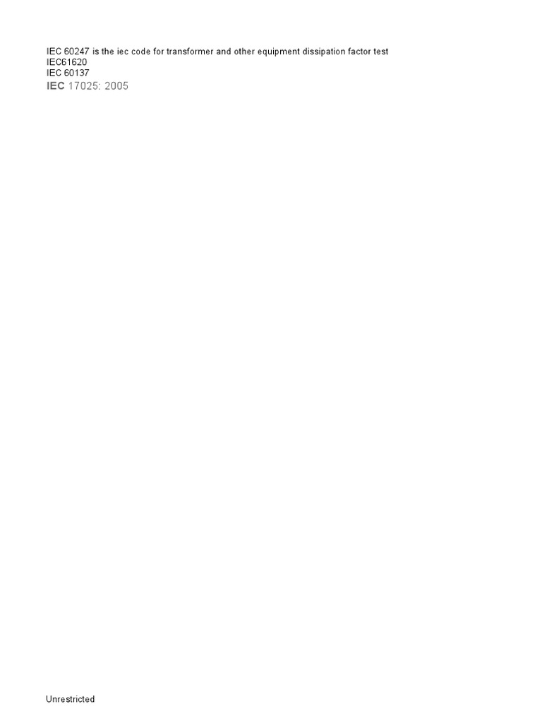 IEC 60247 Is The Iec Code For Transformer and Other Equipment ...