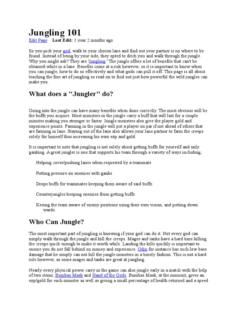 Jungling 101: What Does A "Jungler" Do? | Download Free PDF | Video ...