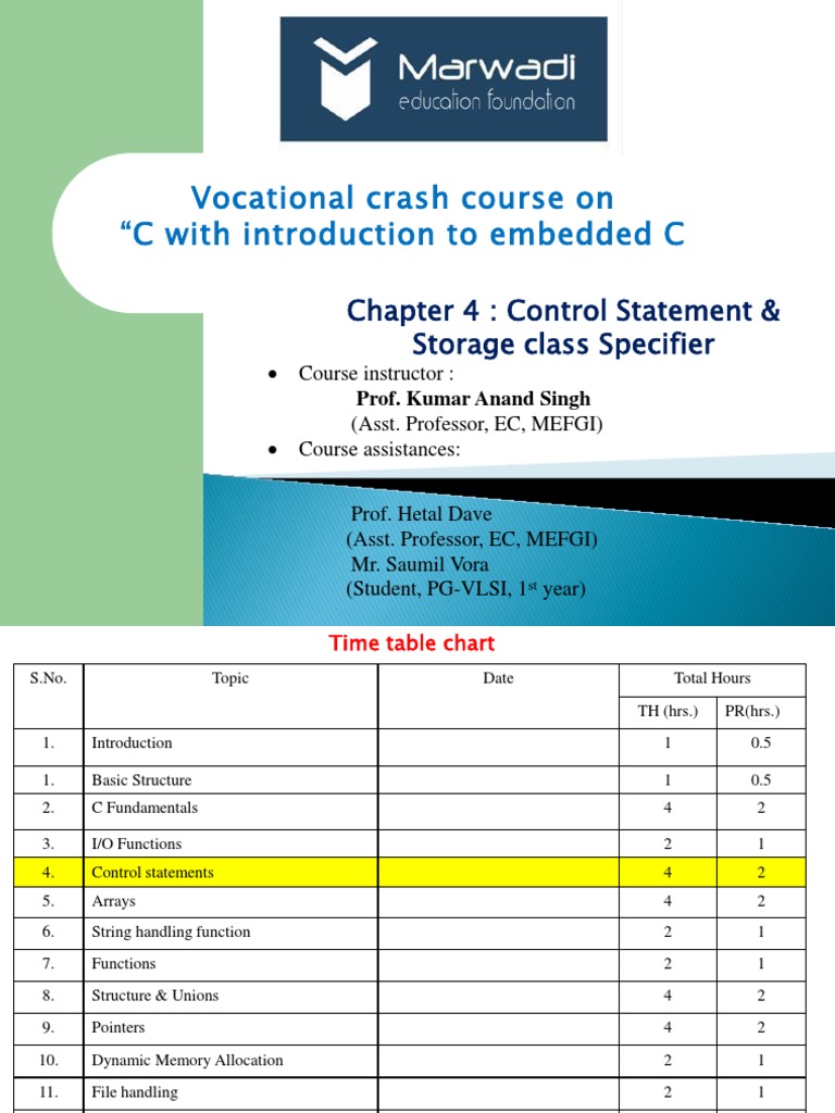 Chapter 4 - Control Statement | PDF | Control Flow | C (Programming ...