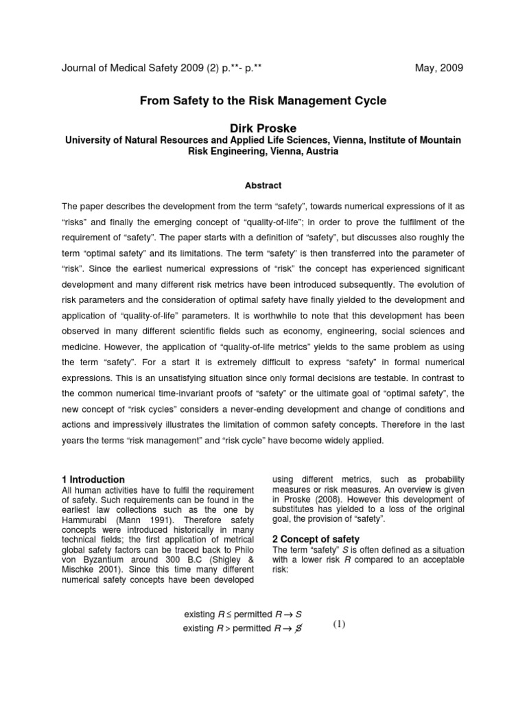 From Safety To The Risk Management Cycle | PDF | Quality Of Life | Risk