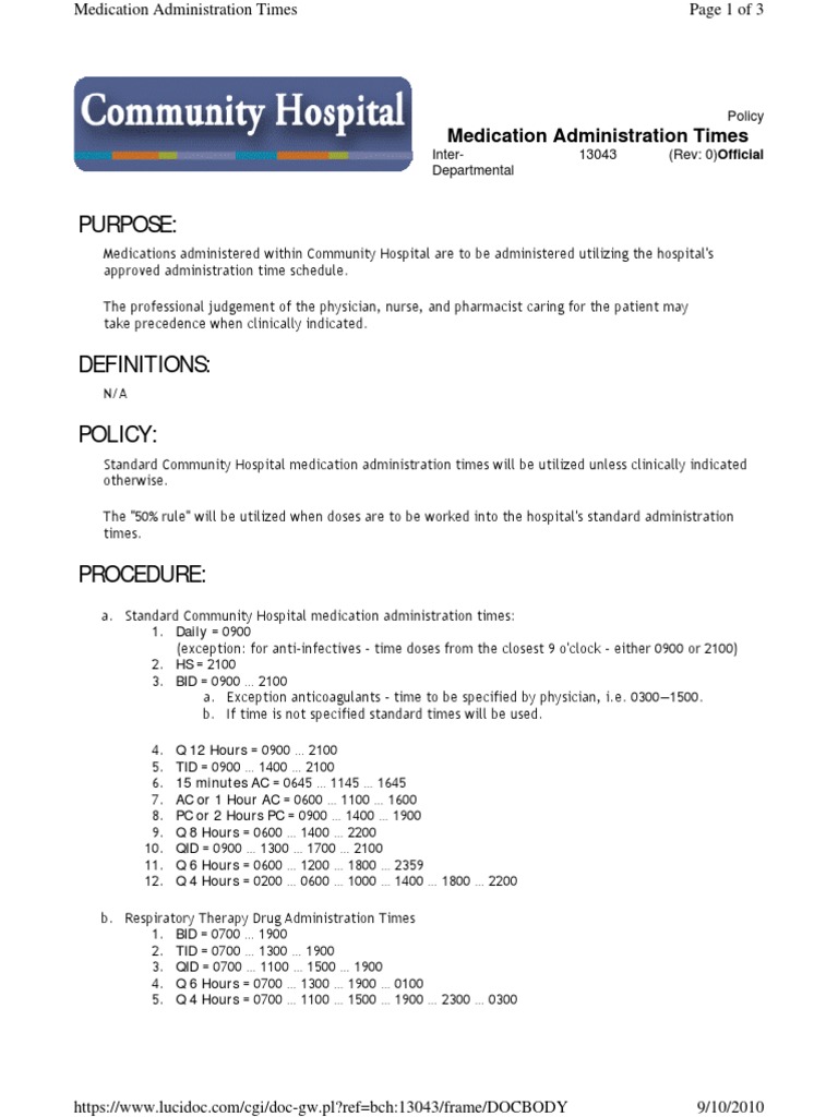 Medication Administration Times | Pharmaceutical Drug | Pharmacist