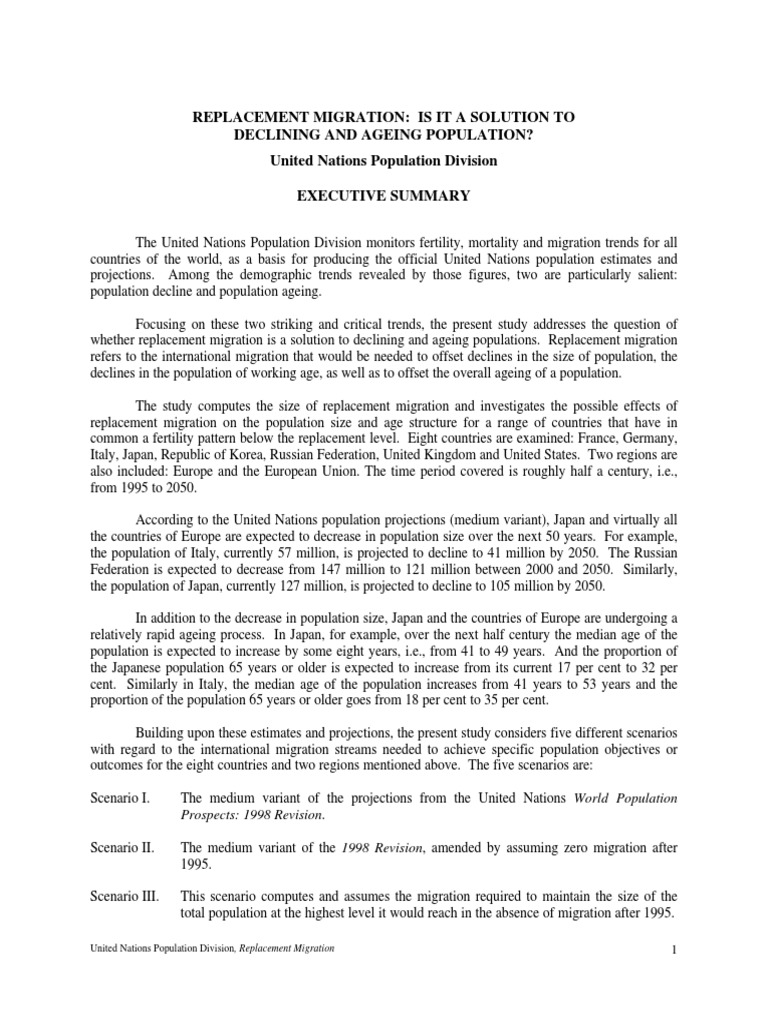 Replacement Migration: Is It A Solution To Declining and Ageing ...