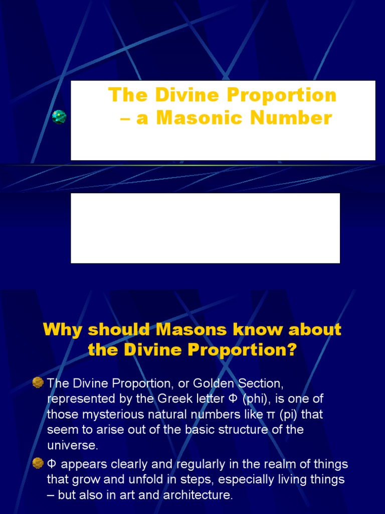 The Divine Proportion - A Masonic Number | PDF | Ratio | Teaching ...