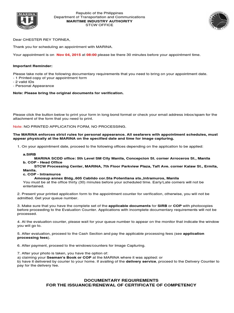 marina | Identity Document | Water Transport