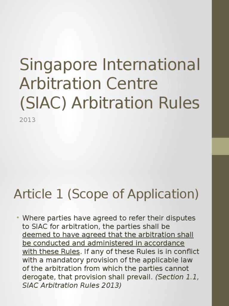 SIAC Arbitration Rules 2013 | PDF | Arbitral Tribunal | Arbitration