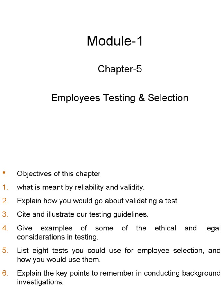 Module-1: Chapter-5 Employees Testing & Selection | PDF | Validity ...