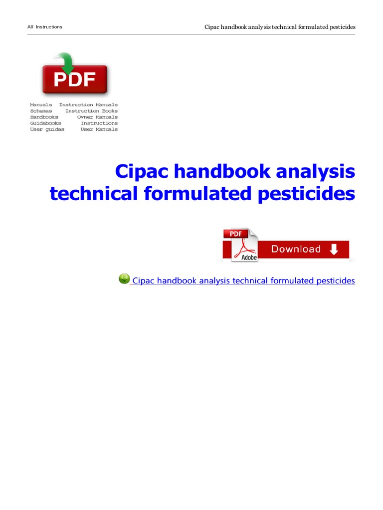 Cipac Handbook Analysis Technical Formulated Pesticides | PDF ...
