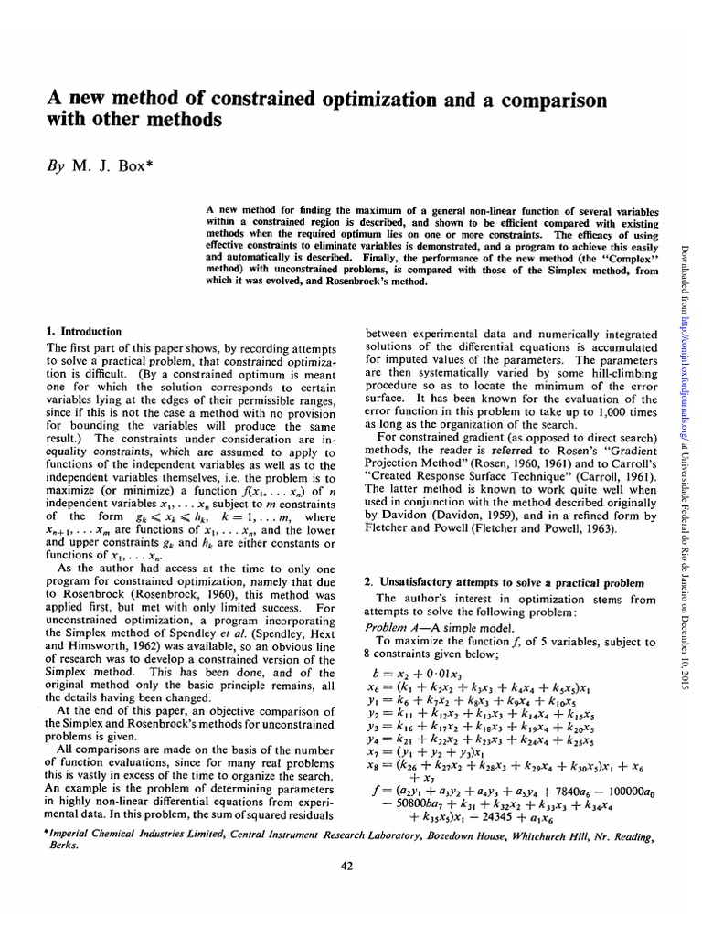 The Computer Journal 1965 Box 42 52 | PDF | Mathematical Optimization ...