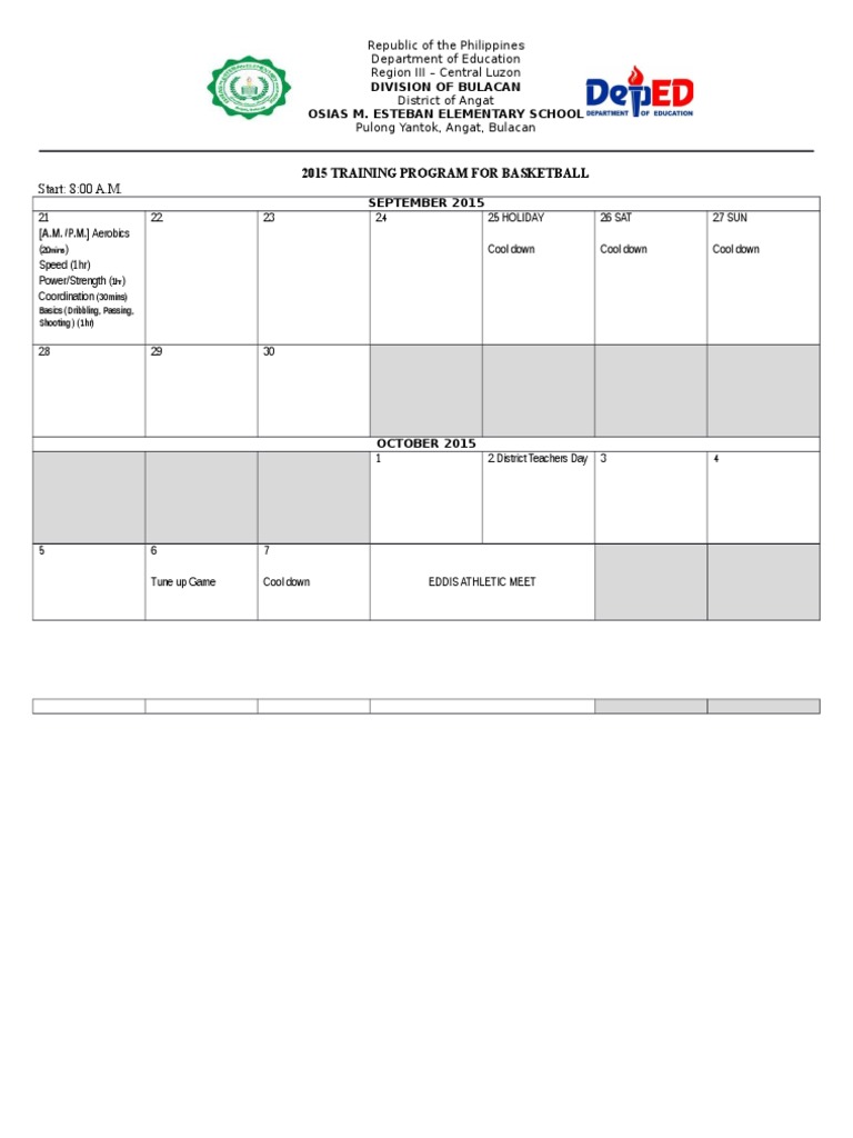 2015 Training Program For Basketball | PDF
