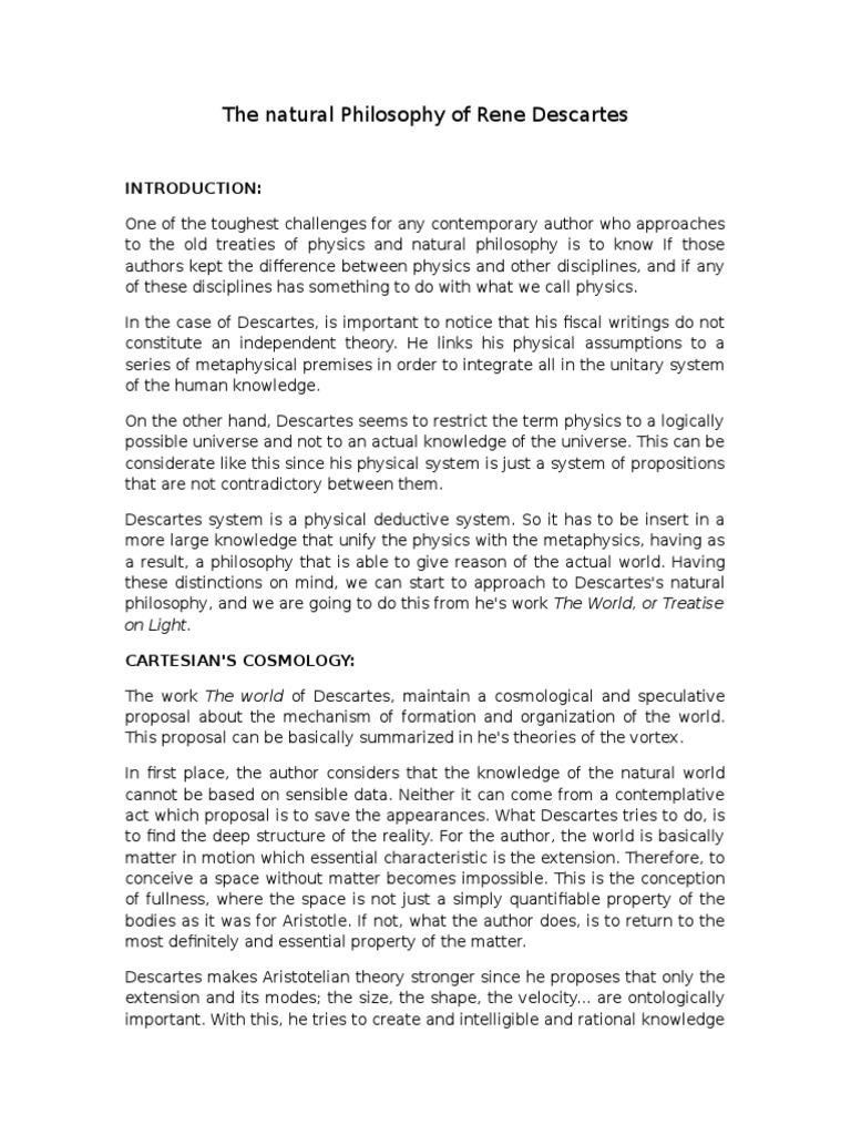 The Natural Philosophy of Rene Descartes: On Light | PDF | René ...