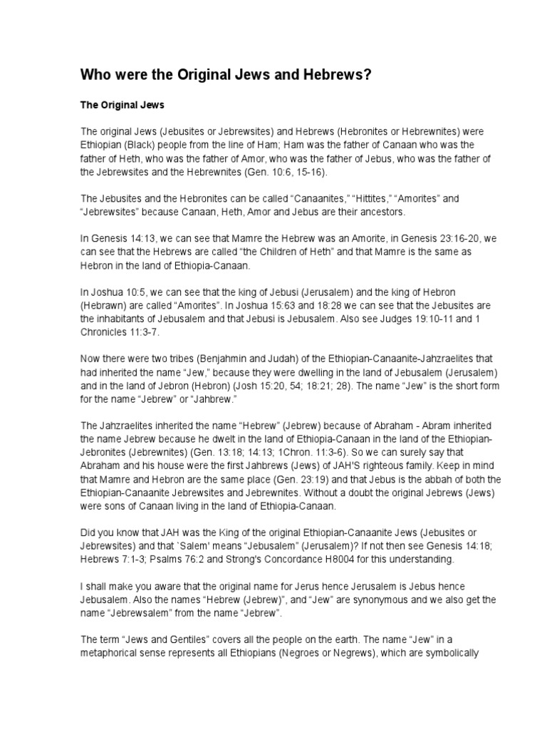 X1 - Who Were The Original Jews and Hebrews | PDF | Canaan | Hebrew ...