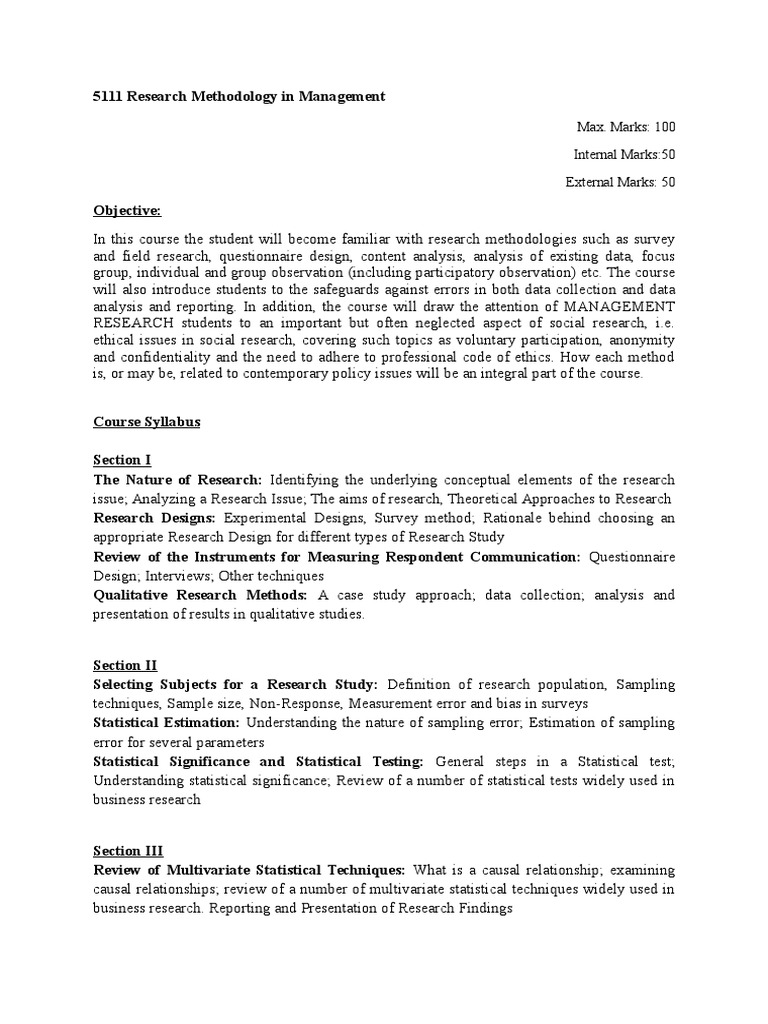 Course Work Syallabus 2015-16 | PDF | Survey Methodology | Qualitative ...