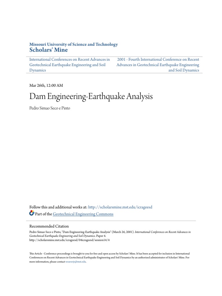 Dam Engineering-Earthquake Analysis | PDF | Earthquakes | Dam