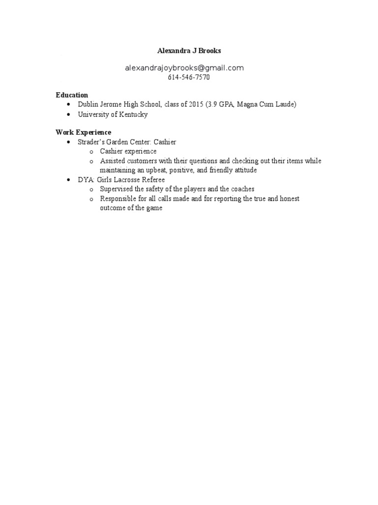 Resume - Alexandra Brooks 1 | PDF