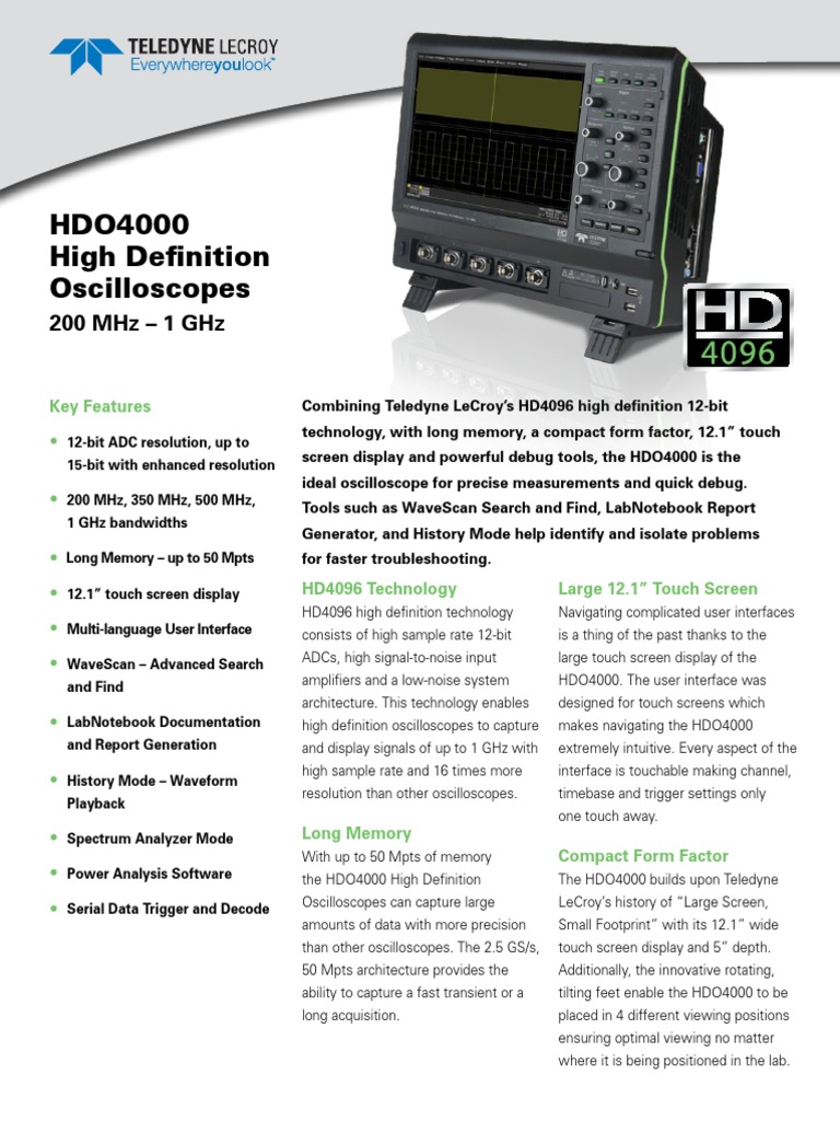 Hdo4000 Oscilloscope Datasheet | PDF | Analog To Digital Converter ...