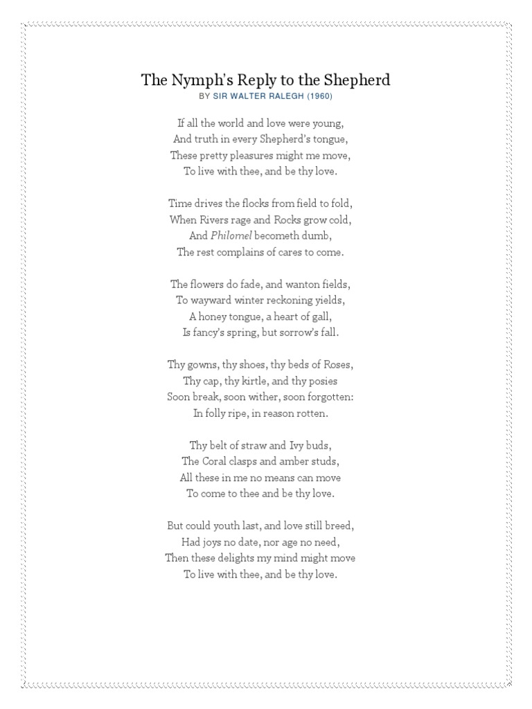 The Nymph's Reply: Love and Time | PDF | Poetry | Classics