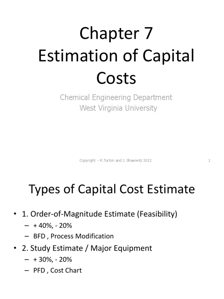 Chapter 7 - Capital Cost Estimation | PDF | Engineering | Chemical ...