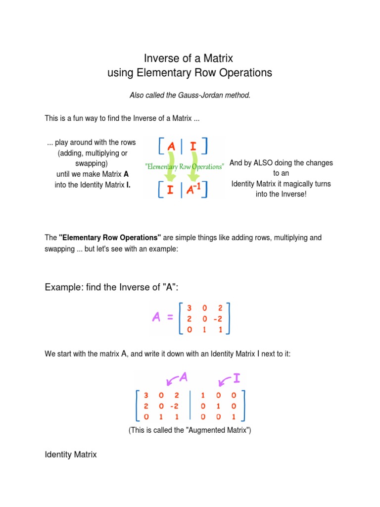 45 5 1 Inverse of A Matrix Using Gauss-Jordan Method | PDF