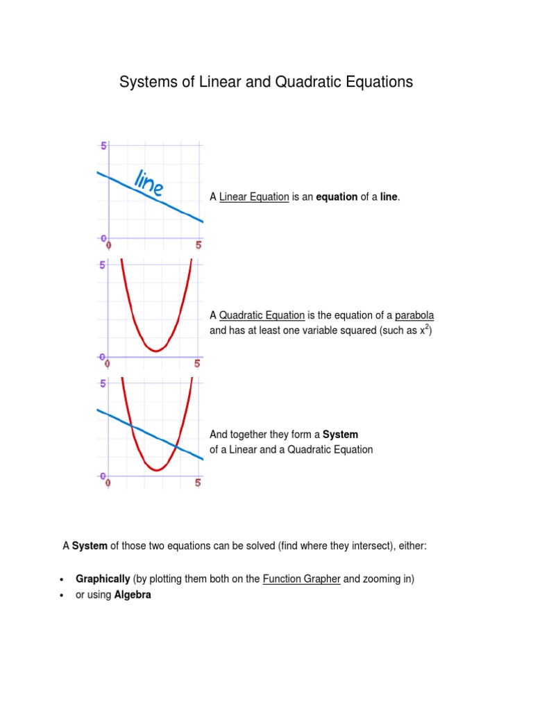 Solving Linear and Quadratic Systems | PDF | Quadratic Equation | Equations
