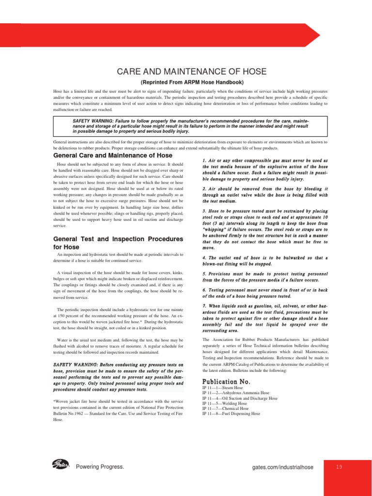Care and Maintenance of Hose | PDF | Ozone | Natural Rubber