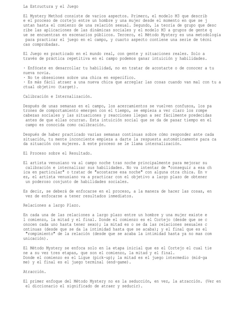 Mystery Method Resumen | PDF | Seducción | Beso