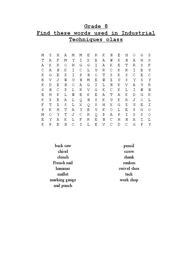 Word Puzzle Industrial Techniques | PDF