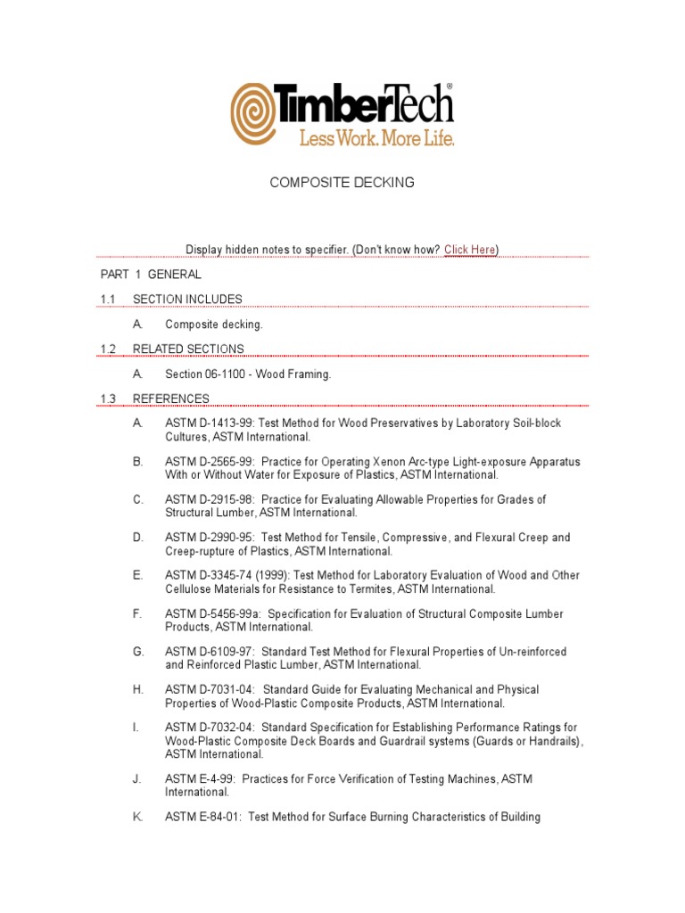Decking Specification Sheet | PDF | Lumber | Wood