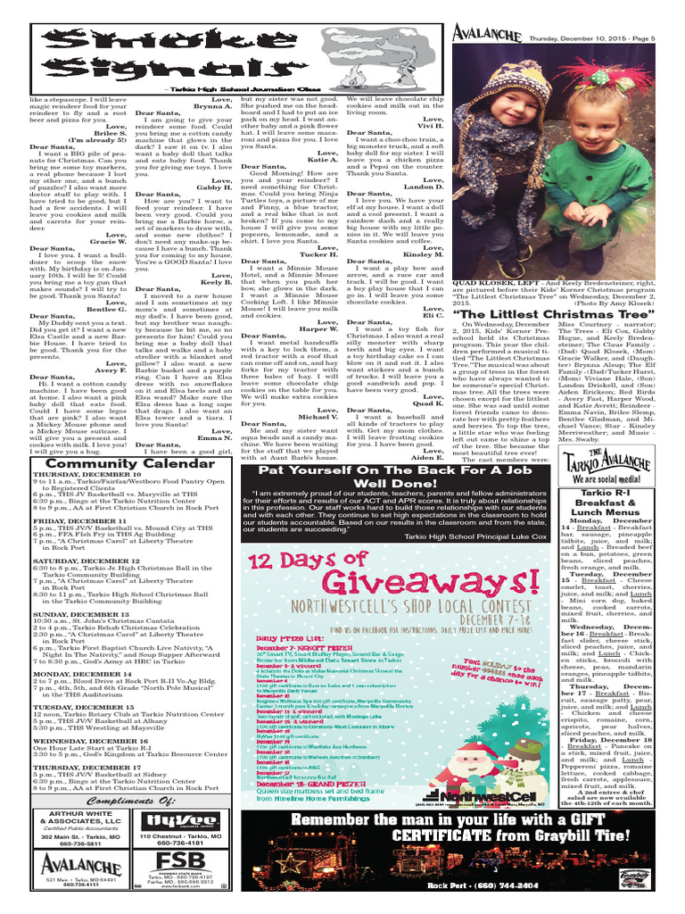 Smoke Signals | PDF | Lunch | Santa Claus