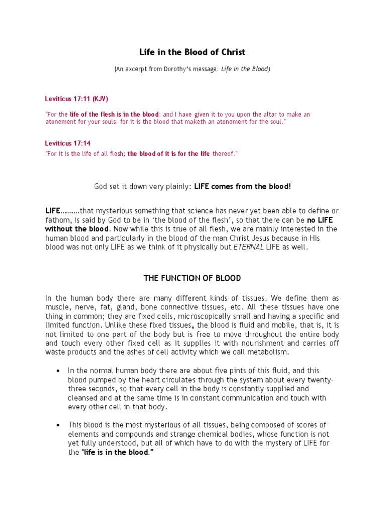 Life in The Blood | PDF | Blood | Mary, Mother Of Jesus