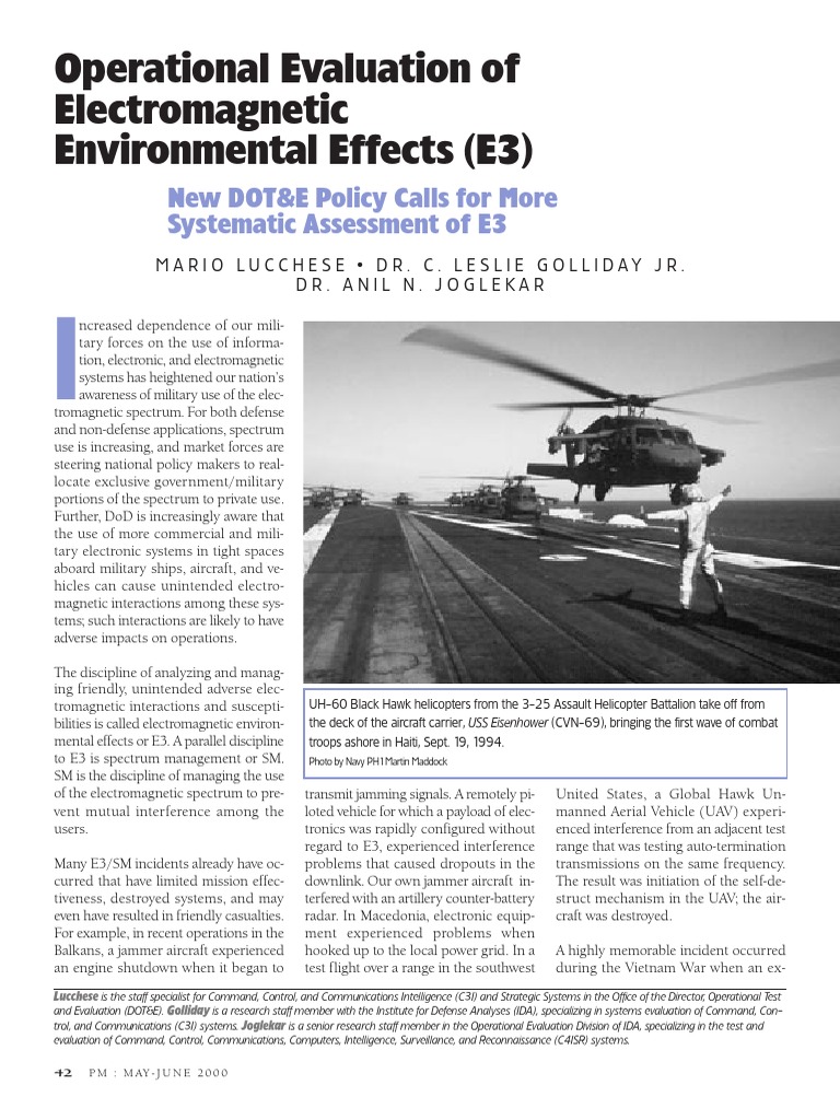 Operational Evaluation of Electromagnetic Environmental Effects (E3 ...