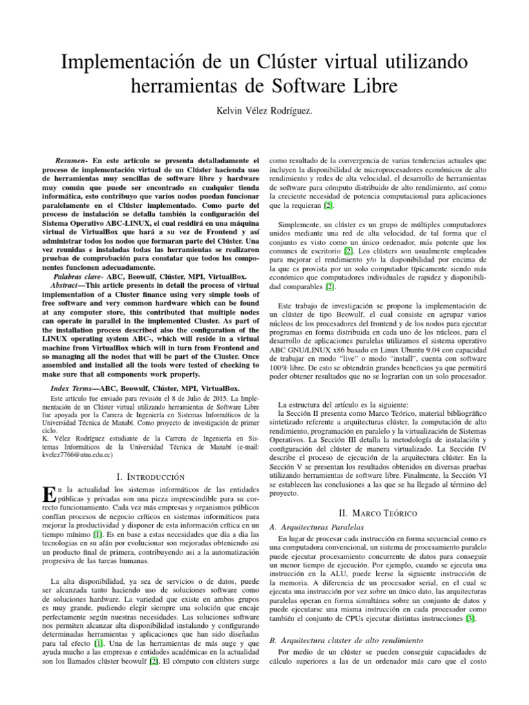 Creacion de Un Cluster Virtual Con ABC Linux | PDF | Grupo de ...
