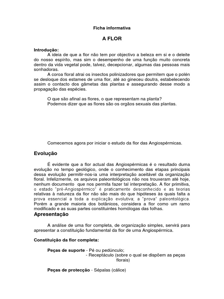 Estrutura e Função das Flores | PDF | Flores | Horticultura e jardinagem