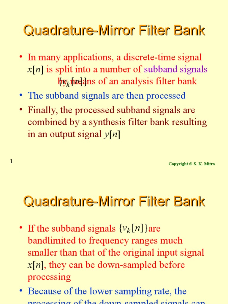 Quadrature-Mirror Filter Bank | PDF | Filter (Signal Processing) | Low ...