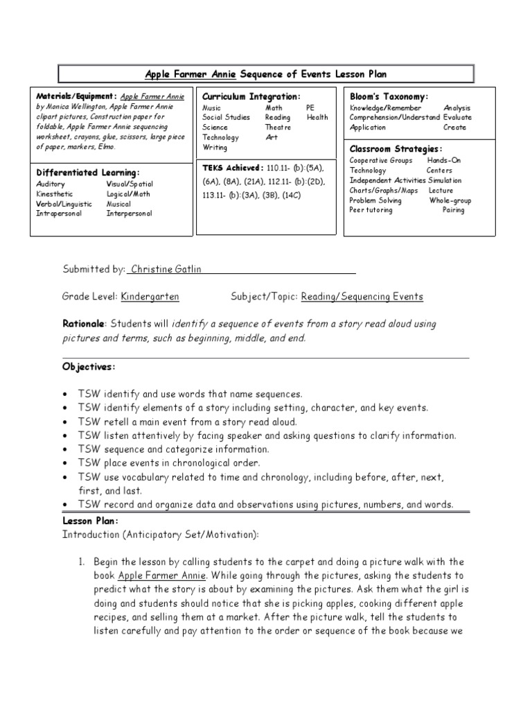Apple Farmer Annie Sequencing Lesson | PDF | Books | Reading Comprehension