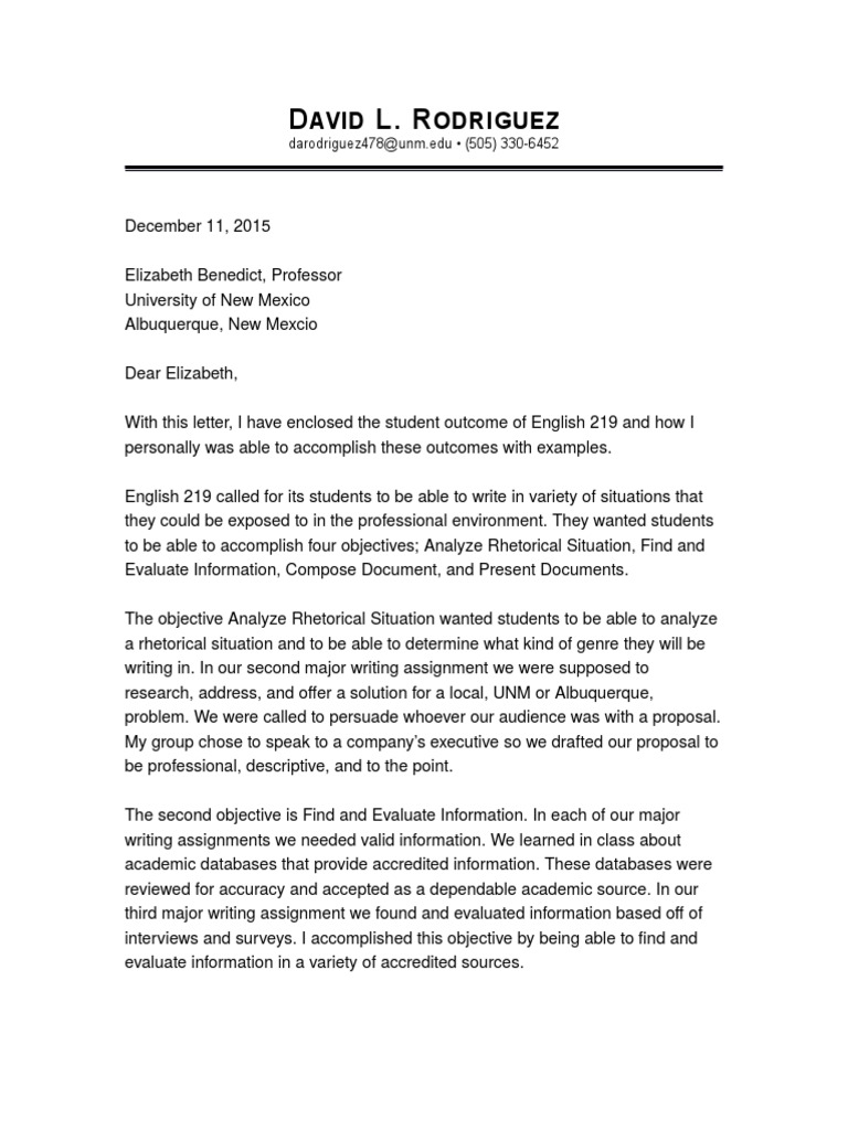 English 219 Student Outcome Reflection | PDF | Rhetoric | Applied ...