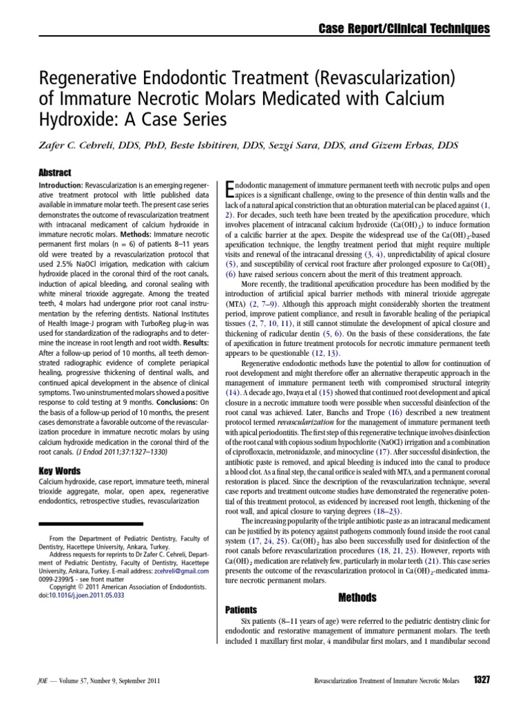 Regenerative Endodontic Treatment (Revascularization) | PDF | Mouth ...