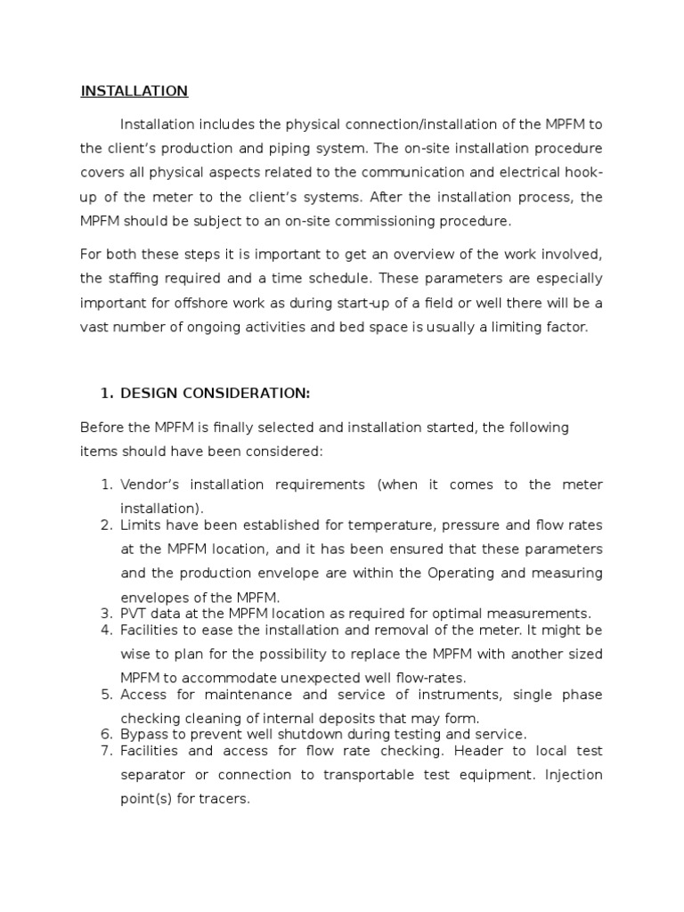 Offshore MPFM Installation Guide | PDF | Flow Measurement | Gases