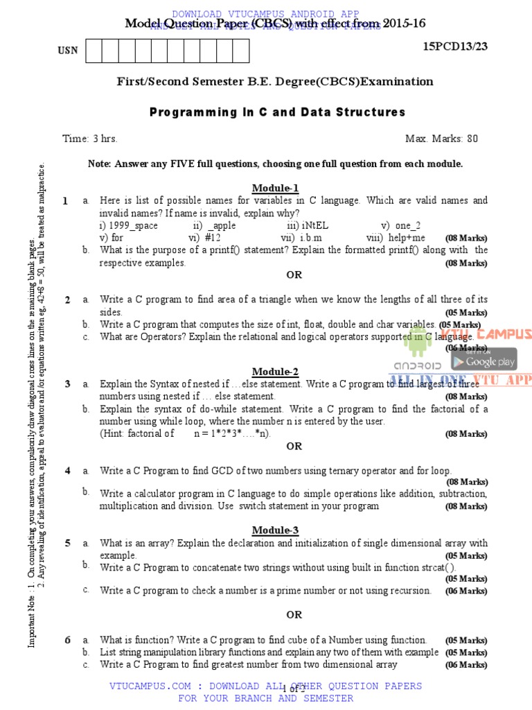 Question Paper Ccp Pdf C Programming Language Pointer Computer Programming 5063