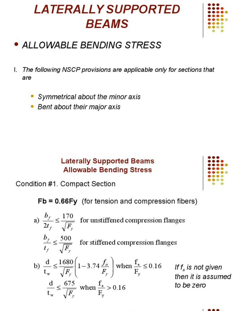 Allowable Bending Stress for Steel Beams | PDF | Bending | Beam (Structure)