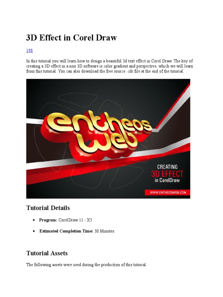 3D Effect in Corel Draw | PDF | Graphic Design | Computer Graphics