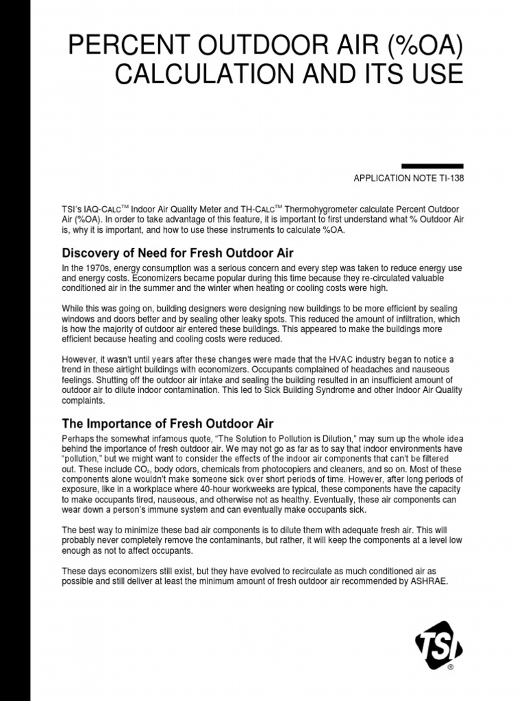 % Outdoor Air Calculation | Download Free PDF | Hvac | Atmospheric ...