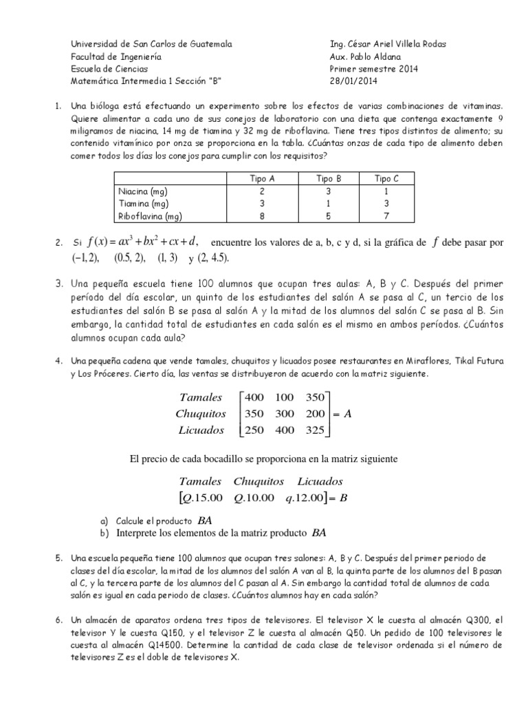 Tarea Especial Algebra Lineal 012014 | PDF | Inversiones | Salud y ...