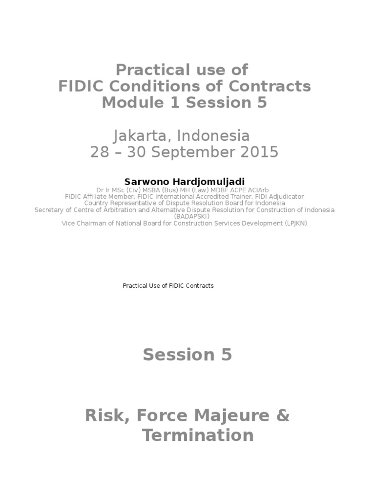 2015 PU FIDIC Module 1 Session 5 | PDF | Insurance | Indemnity