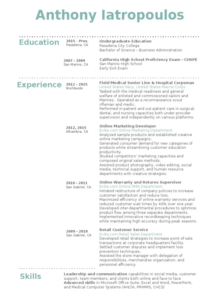Anthony Iatropoulos Resume | PDF | Business