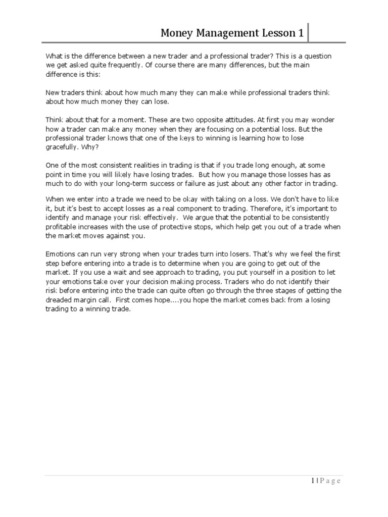 Money Management | PDF | Risk | United States Dollar