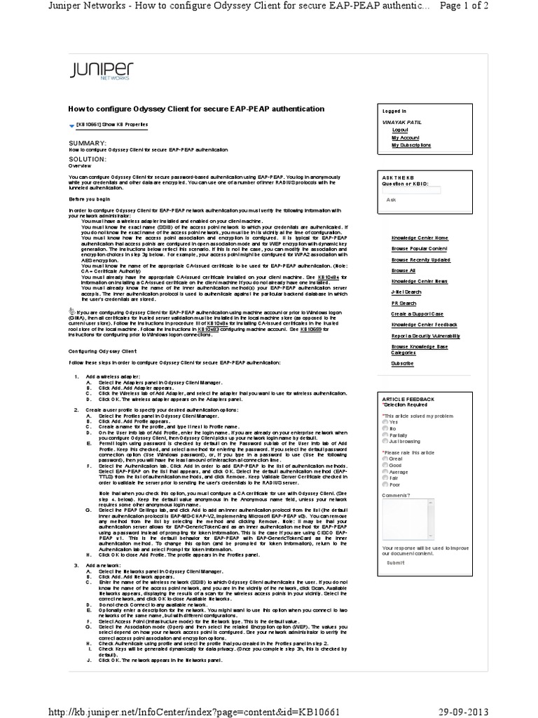 How To Configure Odyssey Client For Secure EAP-PEAP Authentication ...