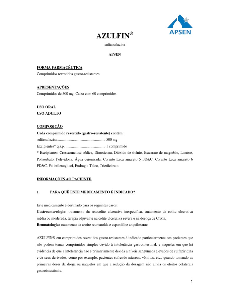 AZULFIN Bula Paciente | PDF | Gravidez | Alergia