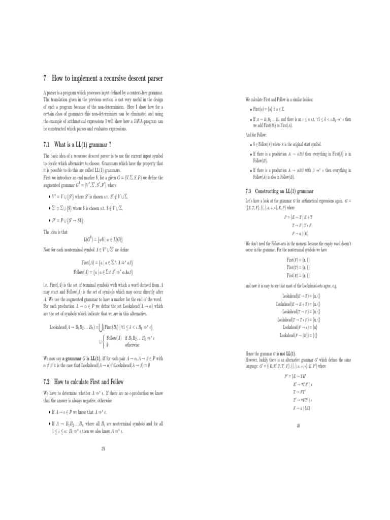 Implement a recursive descent parser | PDF | Parsing | Software Engineering