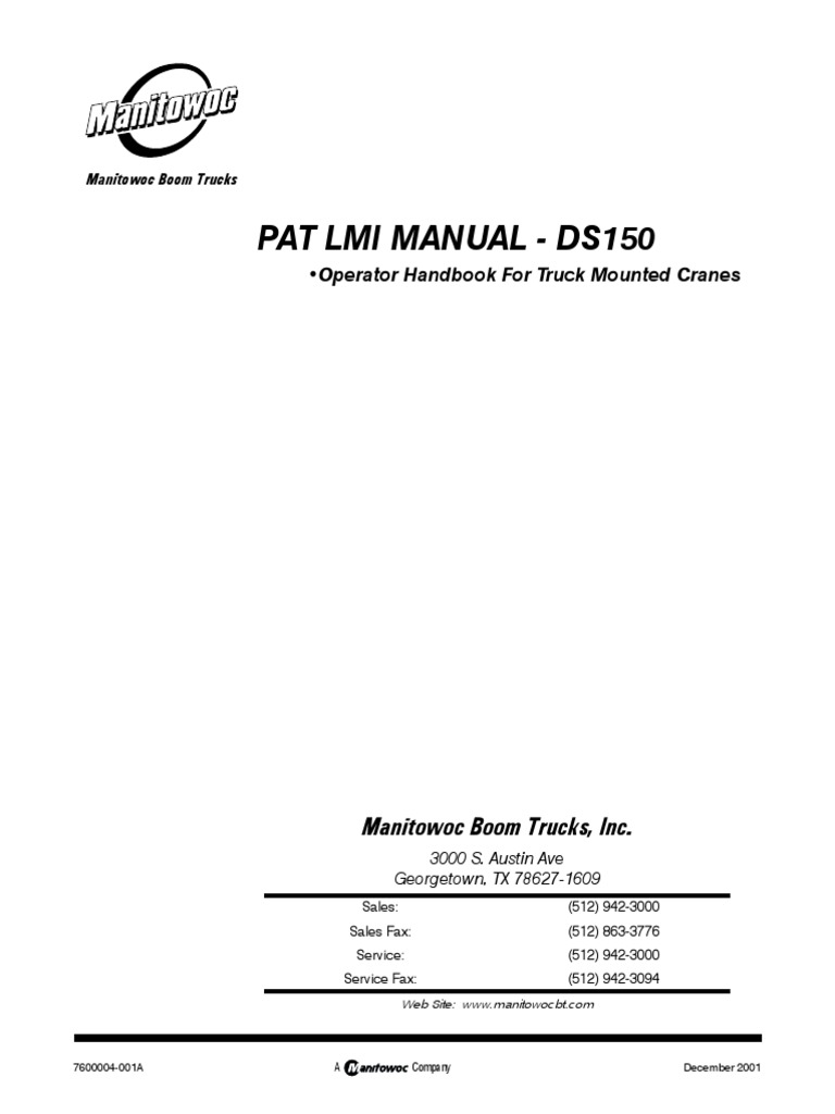 Pat Lmi Manual - Ds150 | Download Free PDF | Crane (Machine) | Elevator