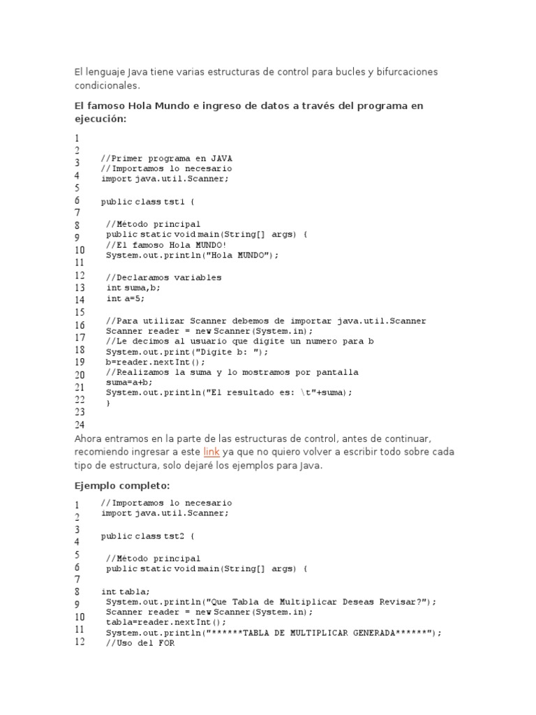 El Lenguaje Java Tiene Varias Estructuras de Control para Bucles y ...